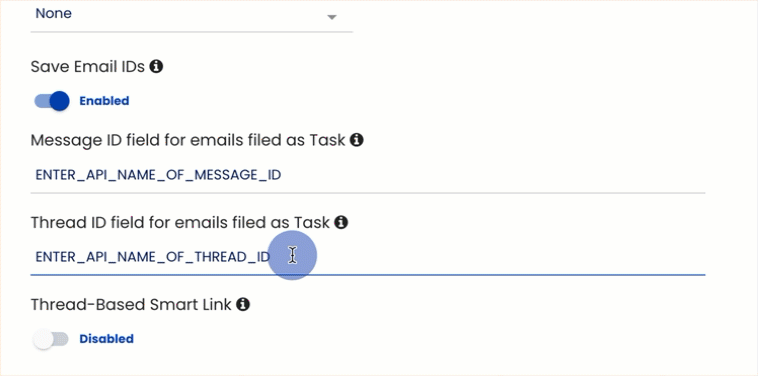 How do I enable Thread-Based Smart Link for my org using Tasks?
